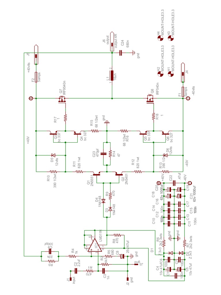 Class D 200 Wrms With 2 Mosfet Single Sided Ucd Style Schematic PDF ...