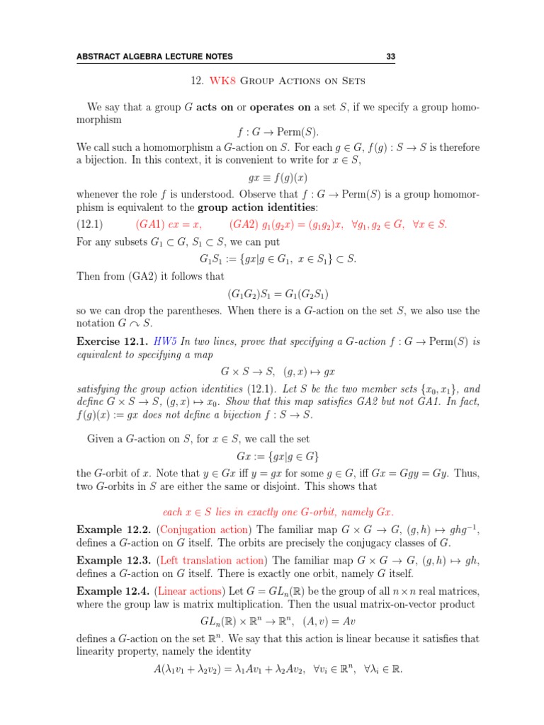 Abstract Algebra Lecture Notes 33 | PDF | Group (Mathematics ...