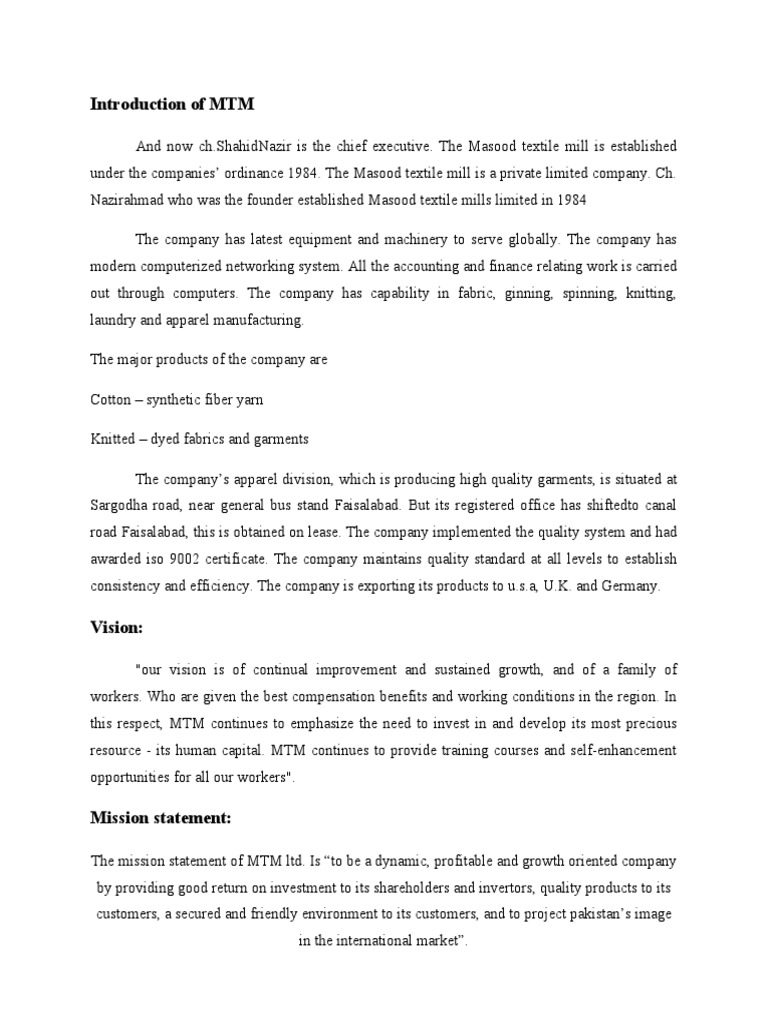 Introduction of MTM: Statement | PDF | Financial Capital | Equity (Finance)