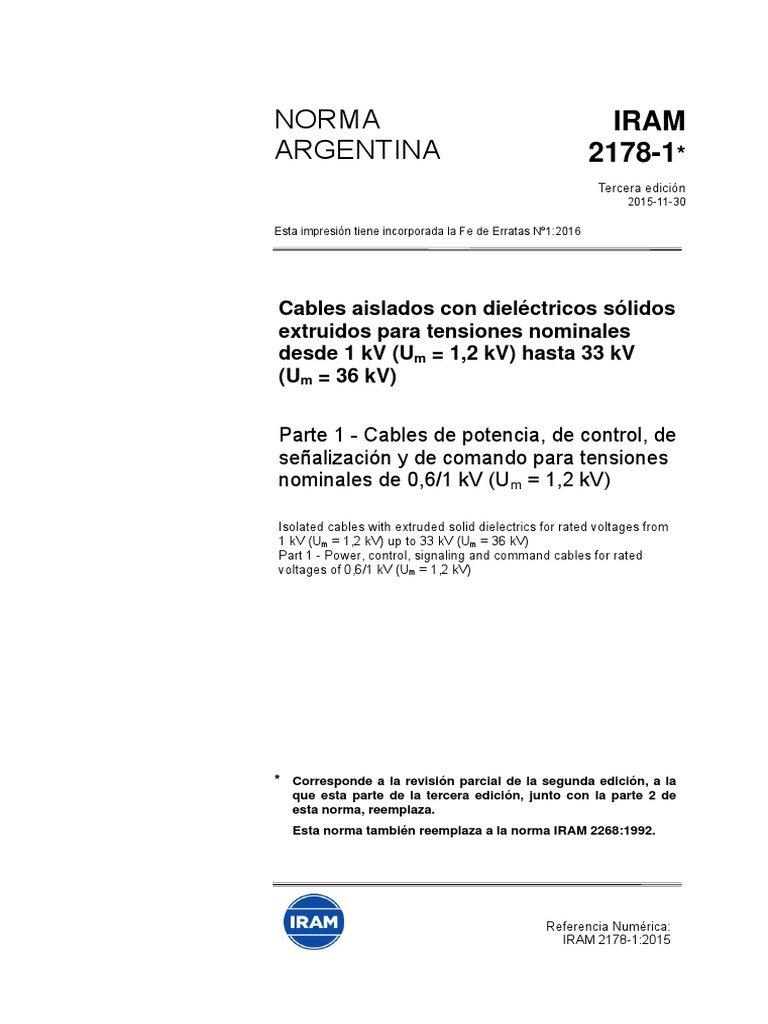 Iram 2178-1 | PDF | Cobre | Aislador (Electricidad)