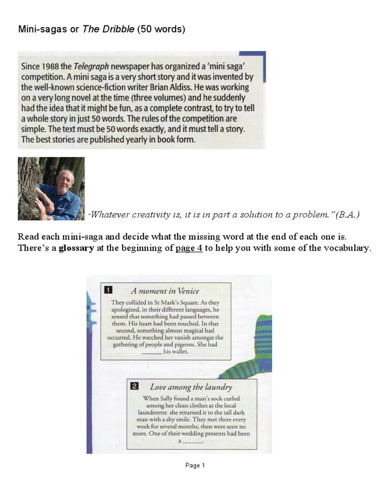 Mini-Sagas or The Dribble (50 Words) : Whatever Creativity Is, It Is in ...