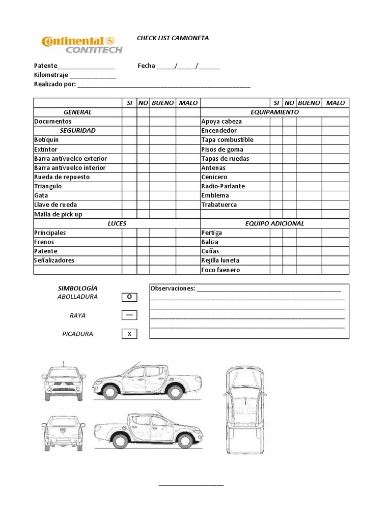 Check List Camioneta. | PDF