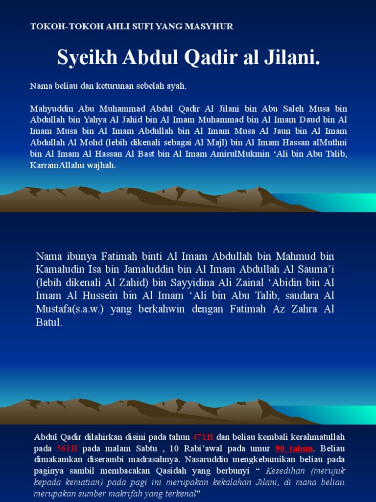 Biografi Syeikh Abdul Qadir al-Jilani | PDF | Agama & Spiritualitas