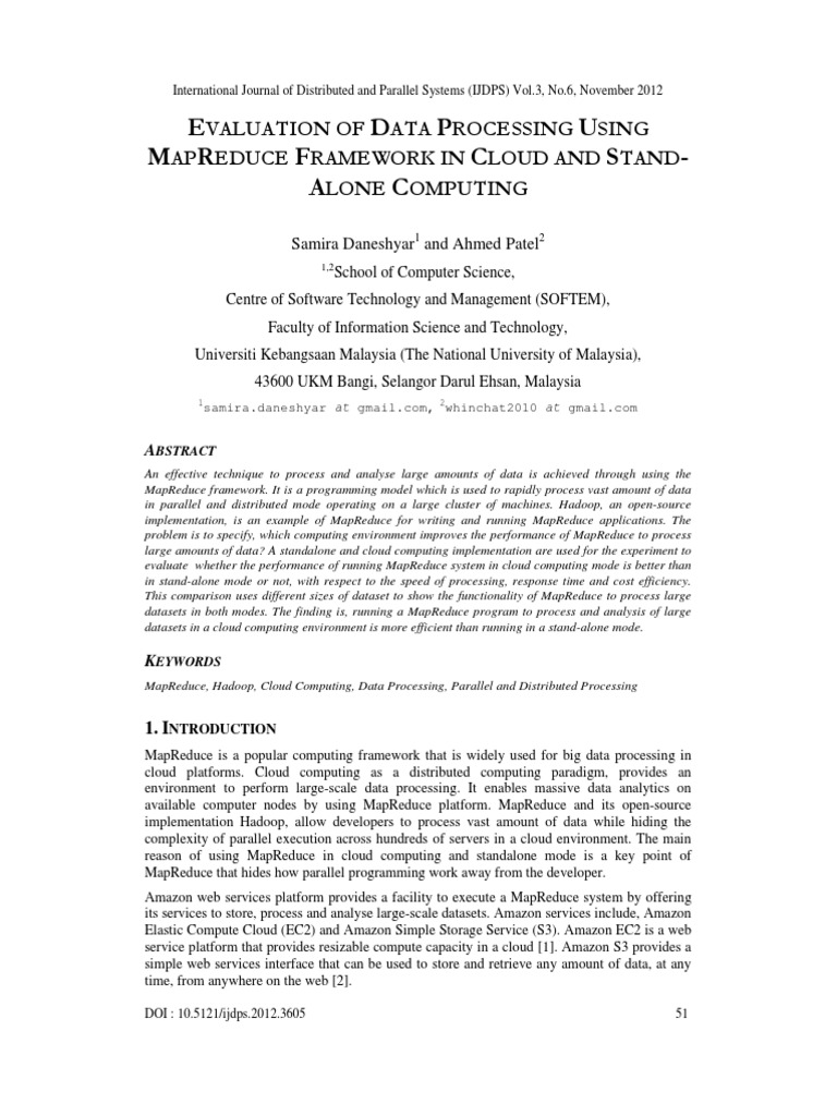 Evaluation of Data Processing Using Mapreduce Framework in Cloud and ... Evaluation of Data Processing Using Mapreduce Framework in Cloud and ...