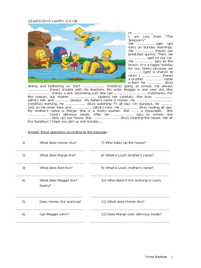 Lisa Simpsoms Daily Routine | PDF | Lisa Simpson | Bart Simpson