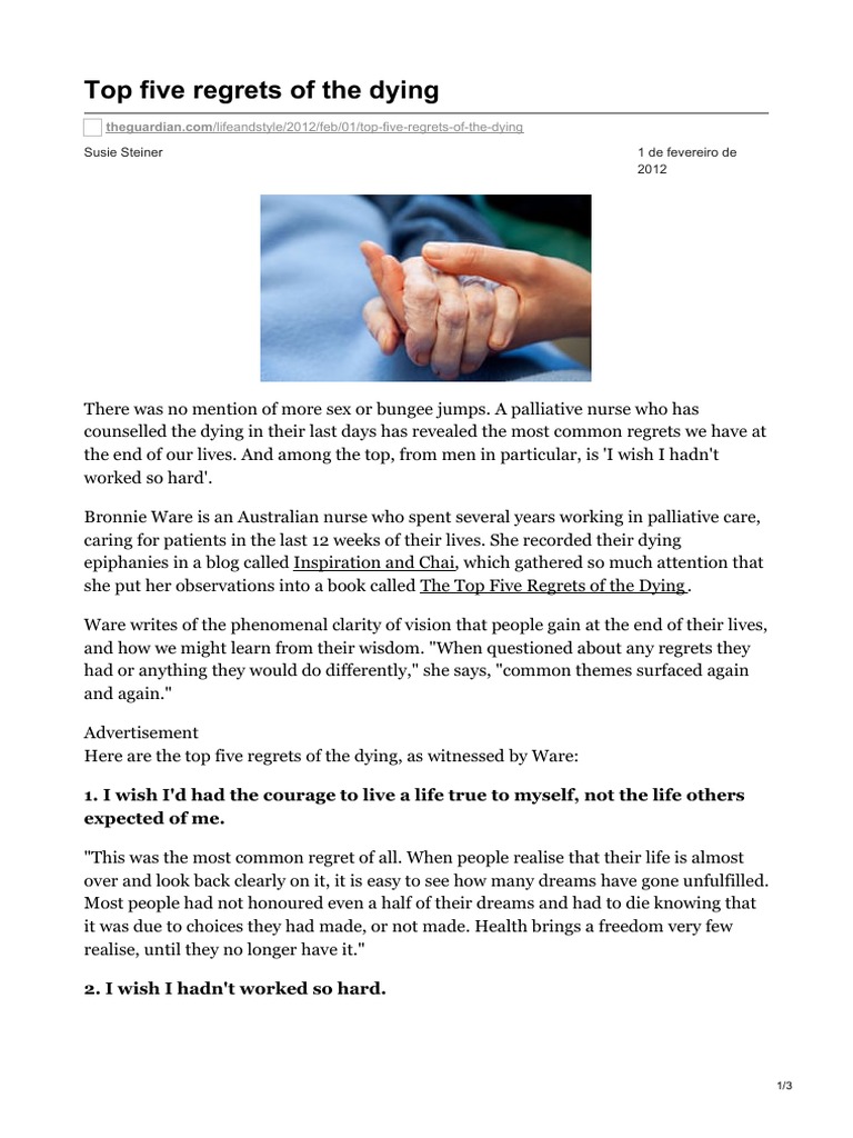 Top Five Regrets of The Dying | PDF | The Guardian