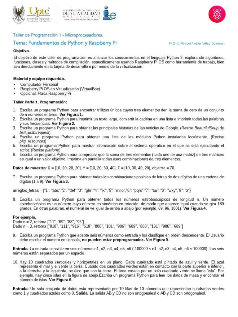 Taller 1 Python PDF | PDF | Python (lenguaje de programación ...