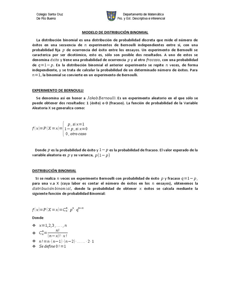 Modelo de Distribución Binomial | PDF | Probabilidad | Matemáticas Aplicadas