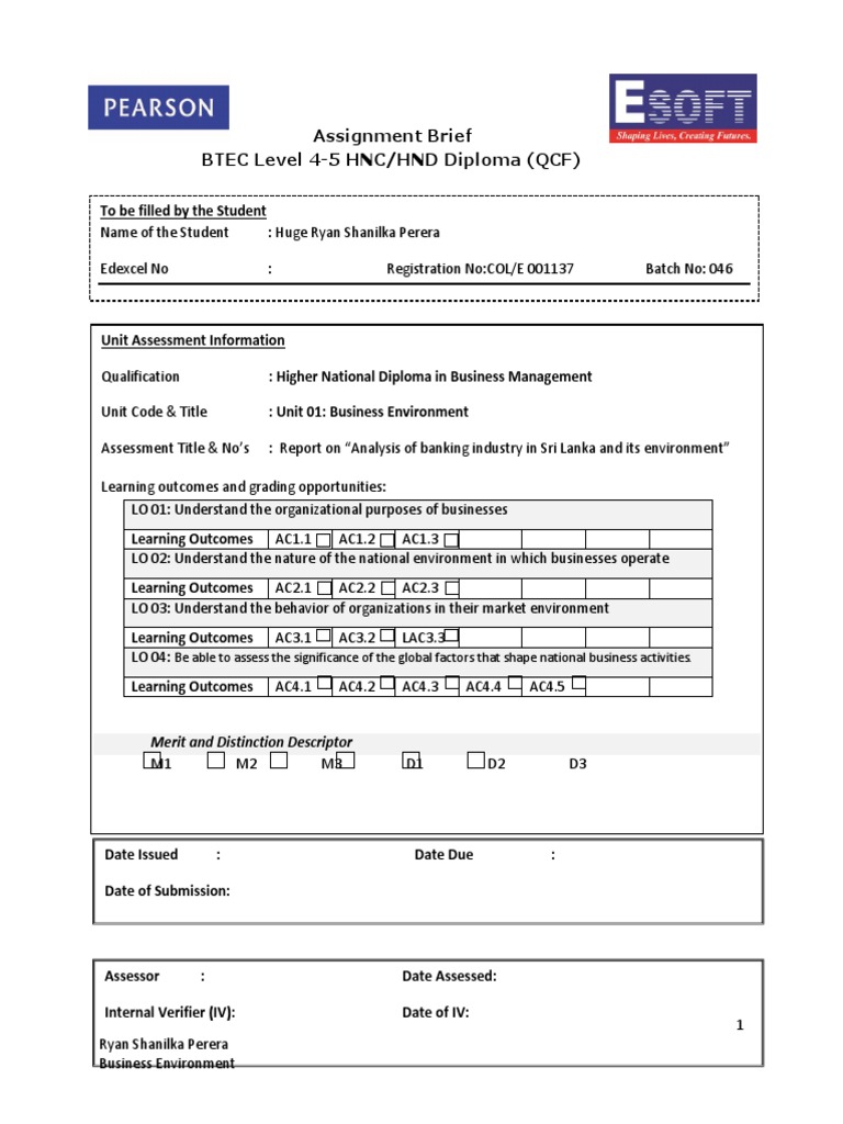 Assignment Brief BTEC Level 4 5 HNC HND | PDF | Fiscal Policy ...