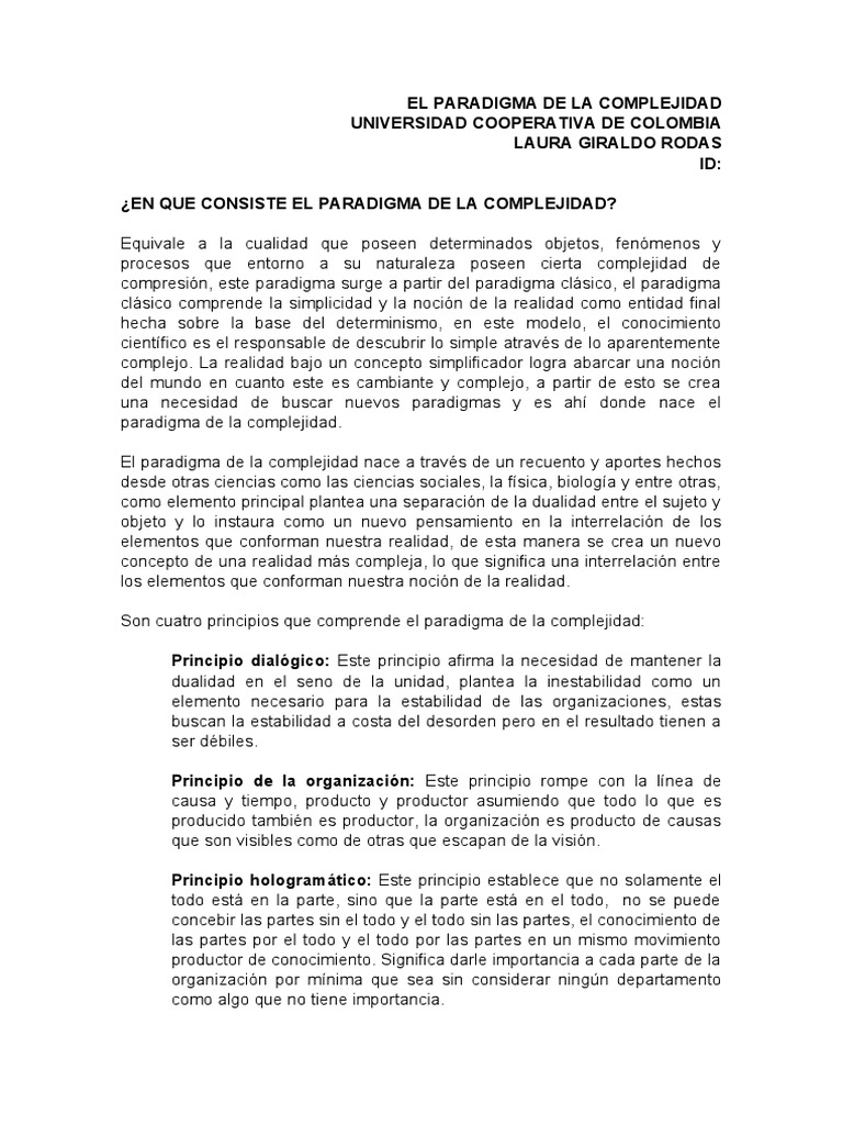 El Paradigma de La Complejidad | PDF | Paradigma | Complejidad