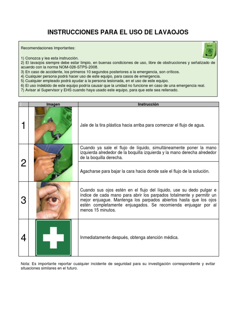 Guía Rápida de Uso de Lavaojos | PDF