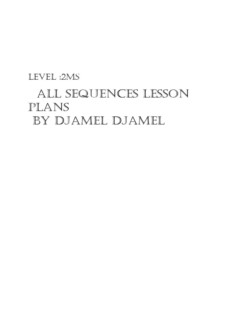 2ms All Sequences Lesson Plans | PDF | Educational Technology | Learning