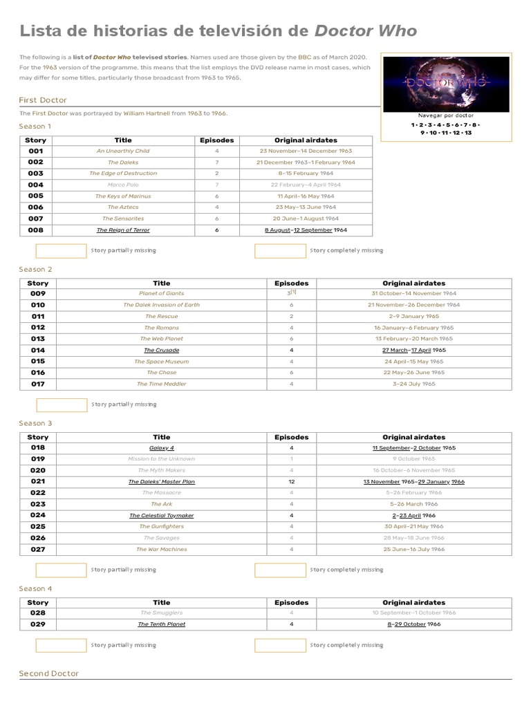Doctor Who Episode Guide | PDF | British Science Fiction Television ...