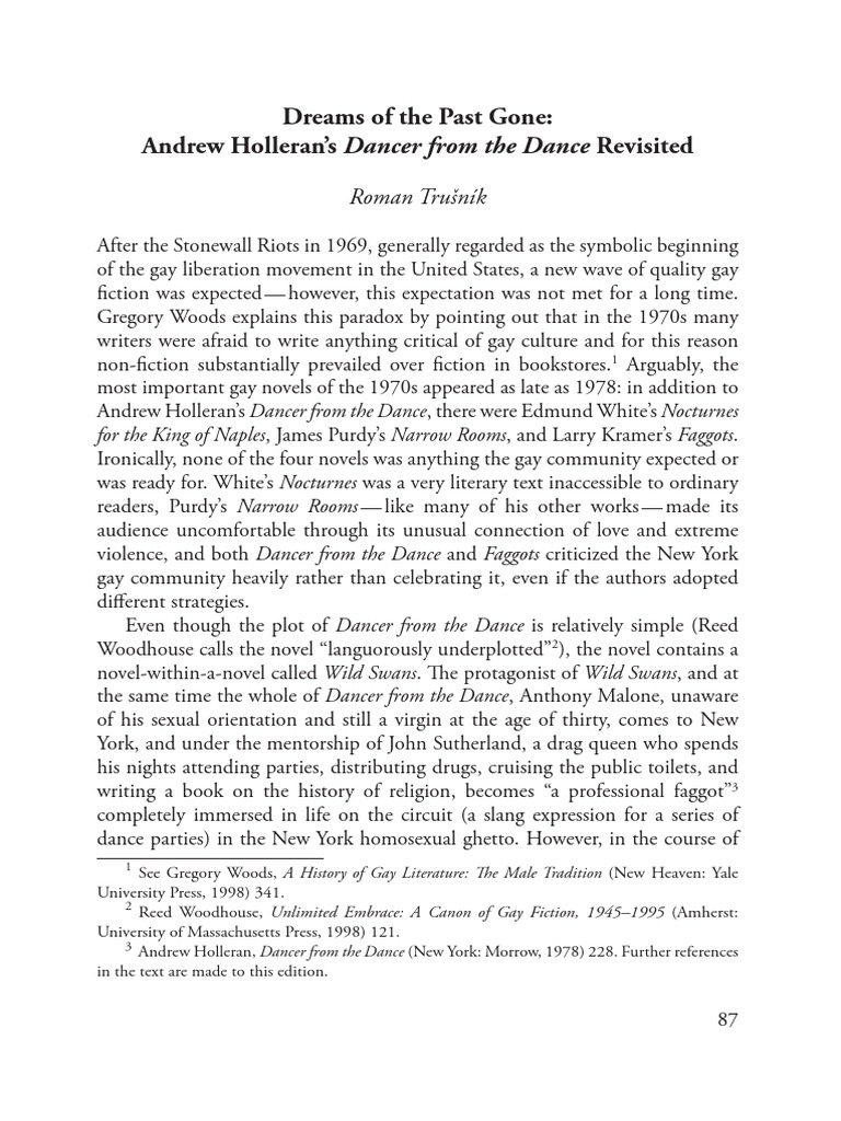 Dreams of The Past Gone: Andrew Holleran's Dancer From The Dance | PDF ...