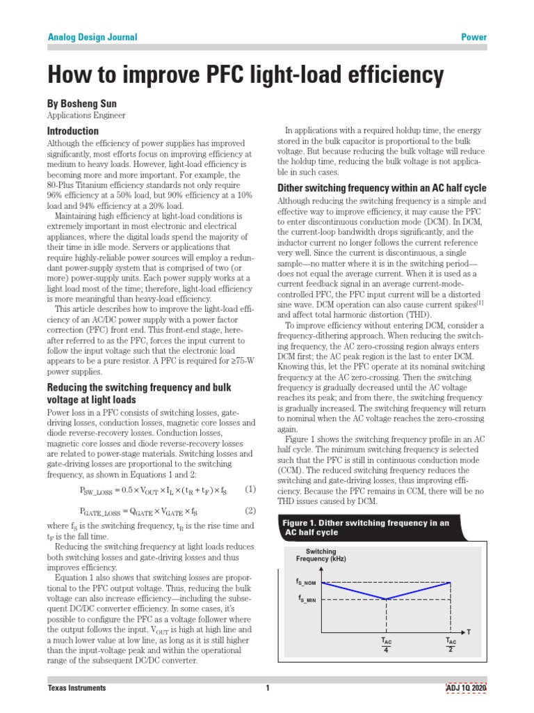 How To Improve PFC Light-Load Efficiency: by Bosheng Sun | PDF | Power ...