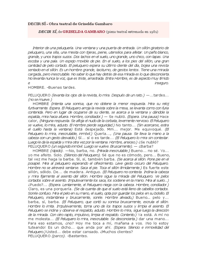 Decir Si. Griselda Gambaro PDF | PDF