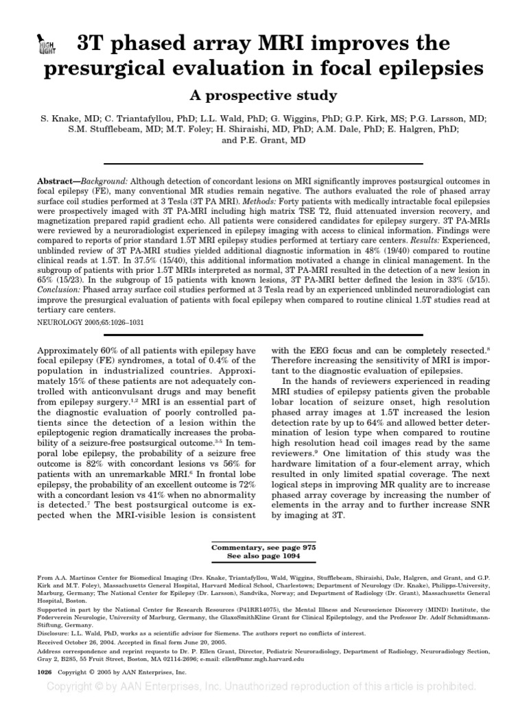 RMN 3T | PDF | Magnetic Resonance Imaging | Neurology