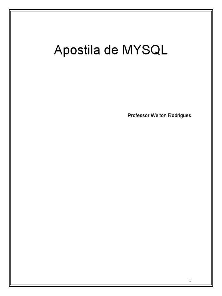 Apostila MySQL para Iniciantes | PDF | Bancos de dados | My Sql