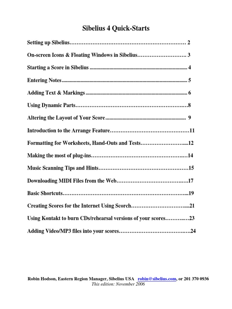 Sibelius 4 Quick-Starts: Robin Hodson, Eastern Region Manager, Sibelius ...