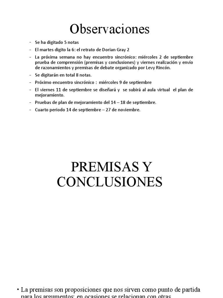 Premisas y Conclusiones | PDF | Argumento | Lógica