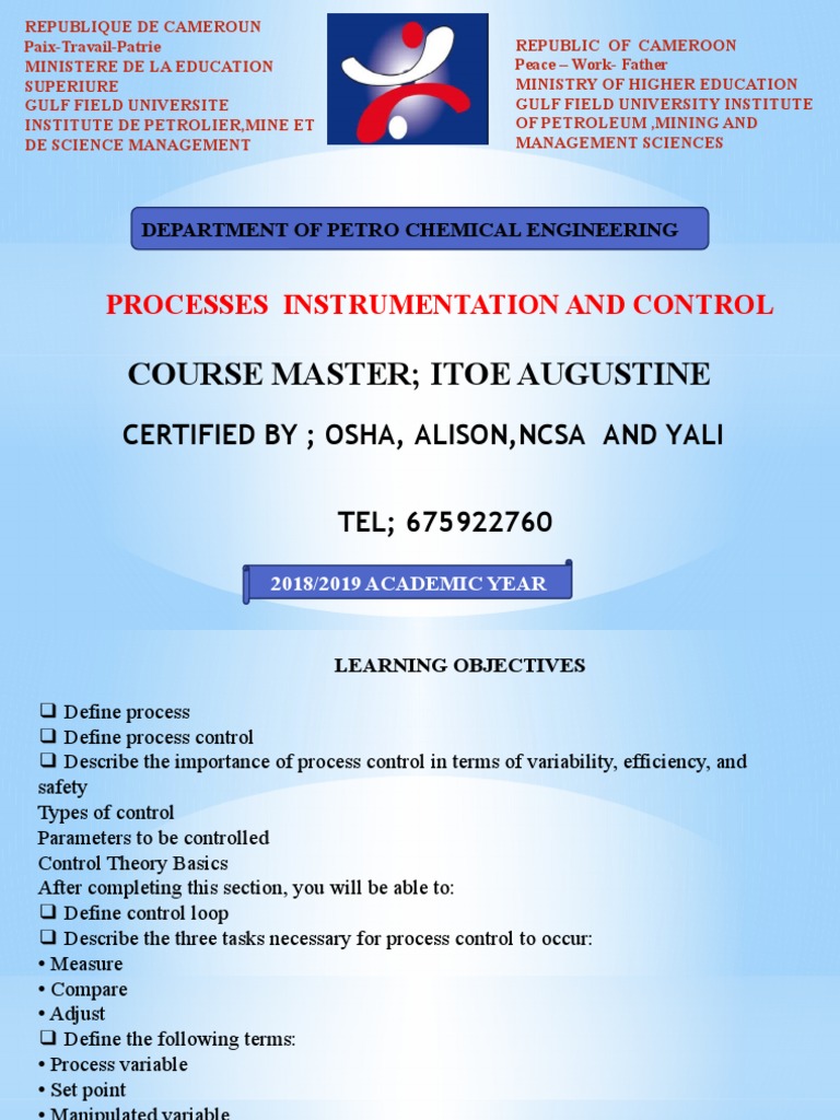 Processes Instrumentation and Control Course at Gulf Field University ...