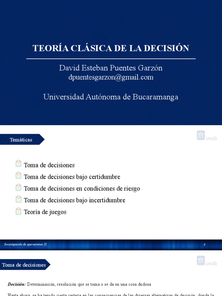 Teoría de La Decisión | PDF | Teoría de juego | Toma de decisiones
