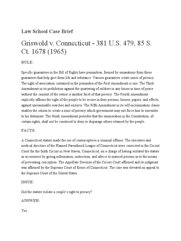 Griswold Vs Connecticut | PDF | Griswold V. Connecticut | Justice