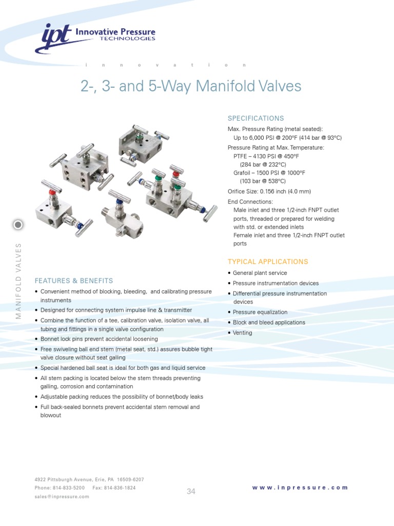Manifold Valves for Engineers | PDF | Valve | Gas Technologies
