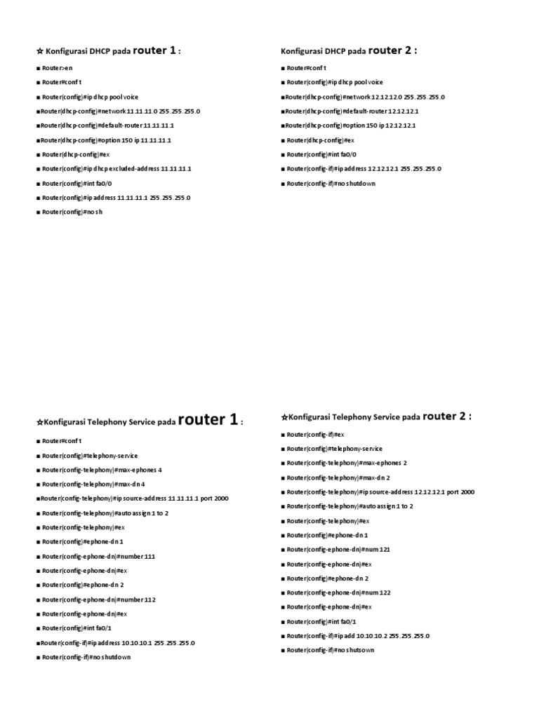 Dhcp Telephony Config On Routers Pdf Router Computing Network