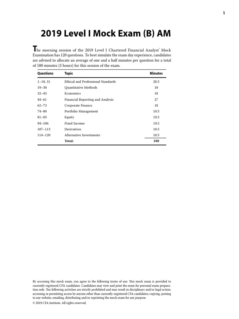 2019 Mock Exam B - Morning Session | PDF | Dividend | Confidence Interval