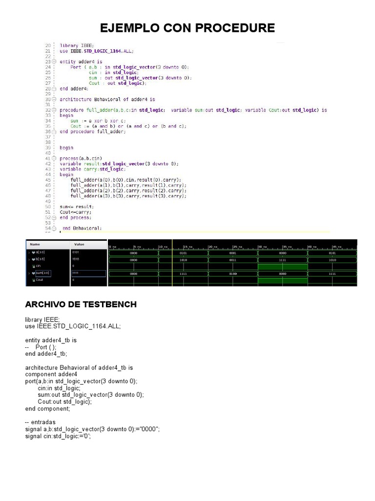 Ejemplo Con Procedure: Archivo de Testbench | PDF