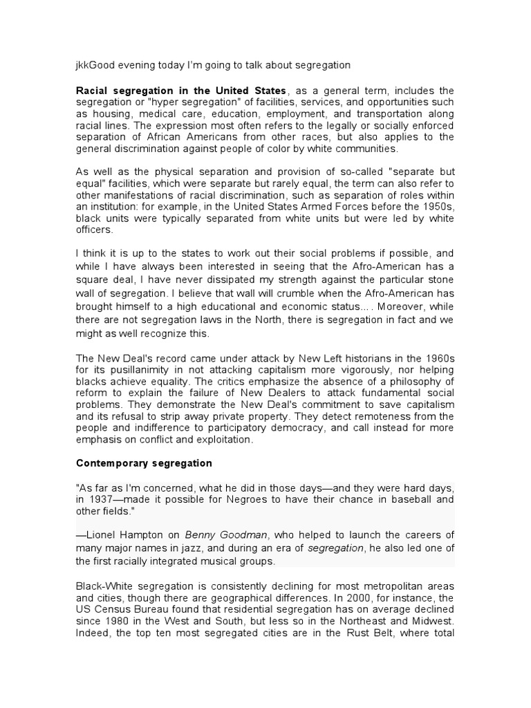 Segregation American | PDF | Racial Segregation In The United States ...