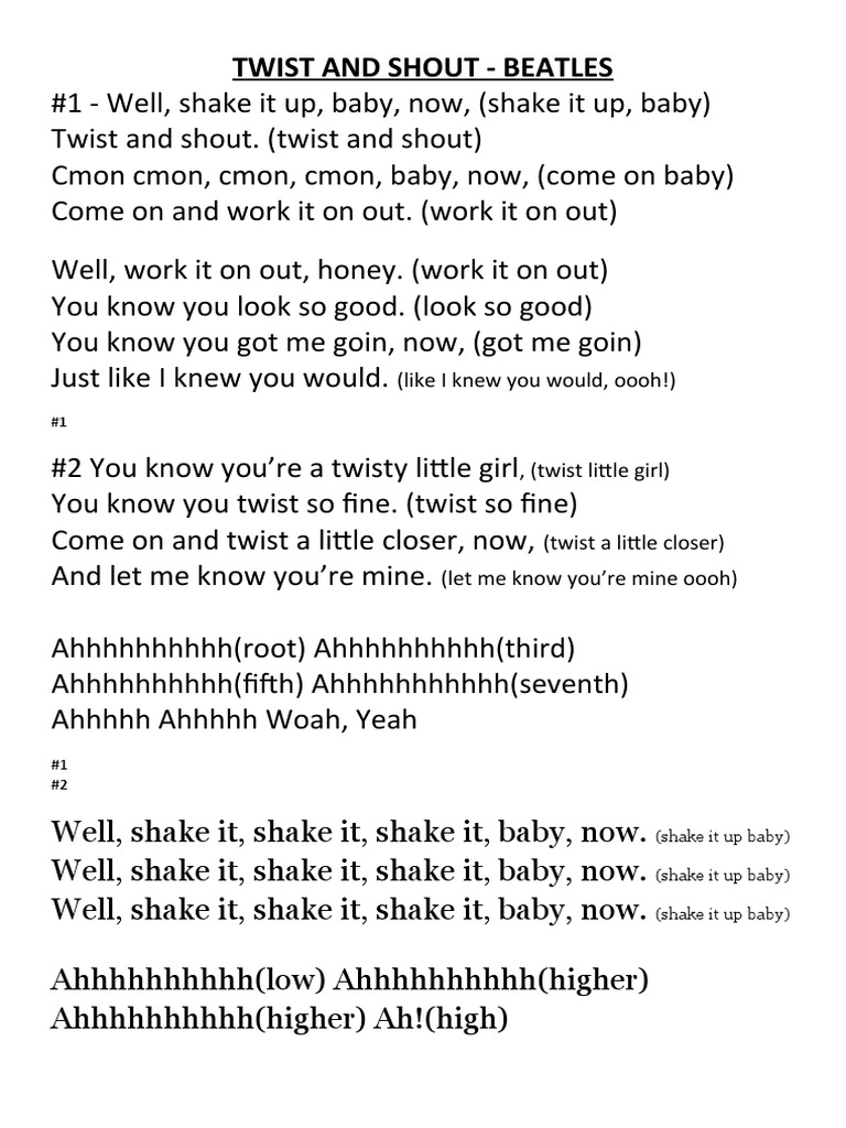TWIST AND SHOUT - Beatles - Lyrics | PDF