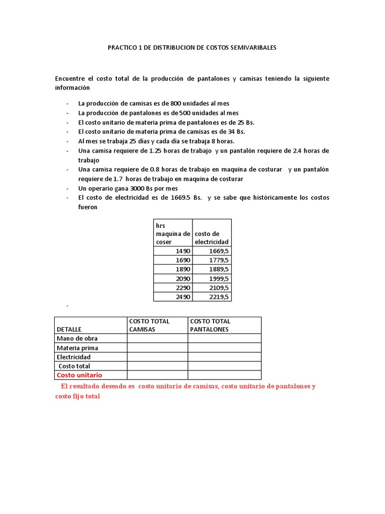 PRACTICO 1 DE DISTRIBUCION DE COSTOs SEMIVARIBALES | PDF