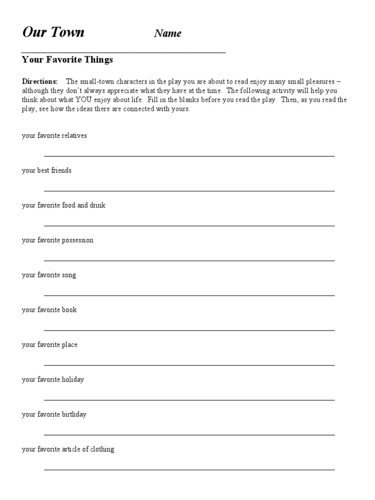 Anticipation Guide - Our Town | PDF