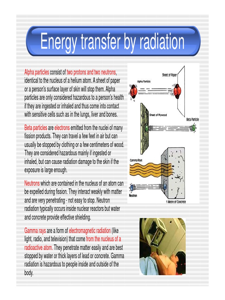 Energy Transfer by Radiation Energy Transfer by Radiation: Alpha ...