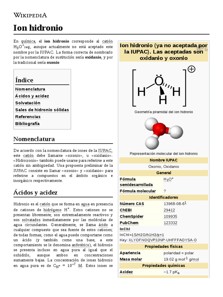 Ion Hidronio | Descargar gratis PDF | Química Física | Ciencias fisicas