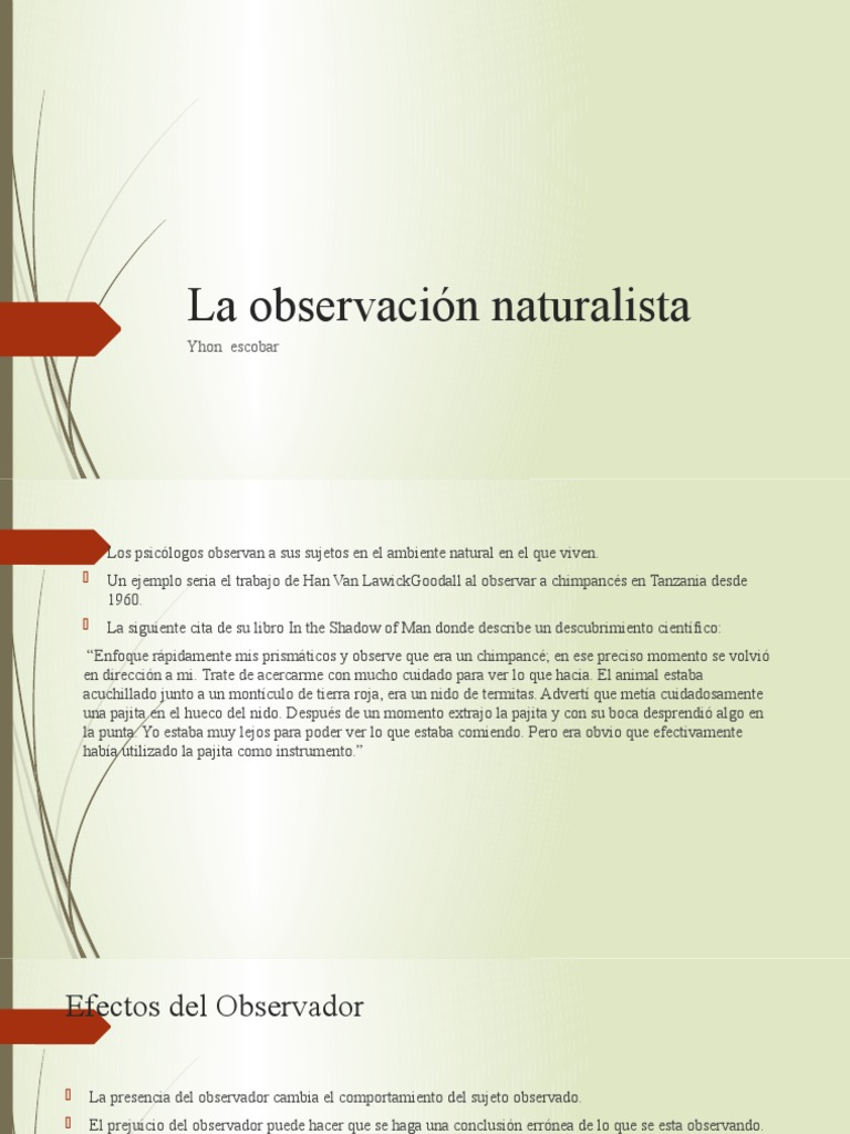 Observación Naturalista en Psicología | PDF | Observación | Comportamiento