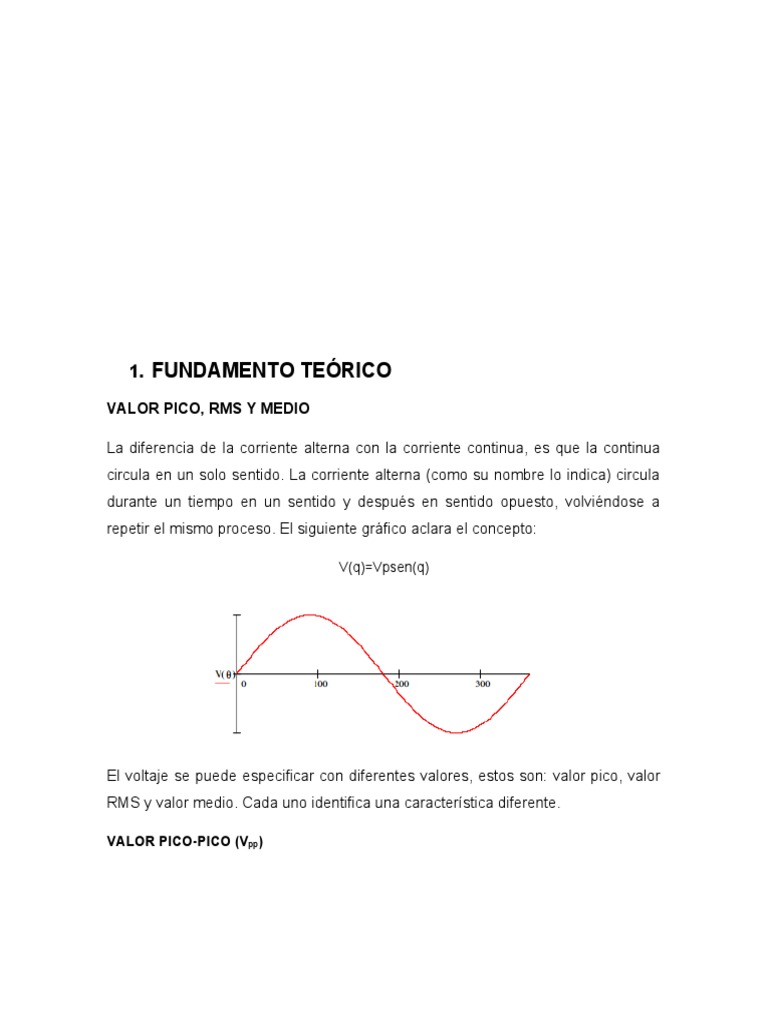 Valor Pico, RMS y Medio en CA | PDF | Generador eléctrico | Rectificador