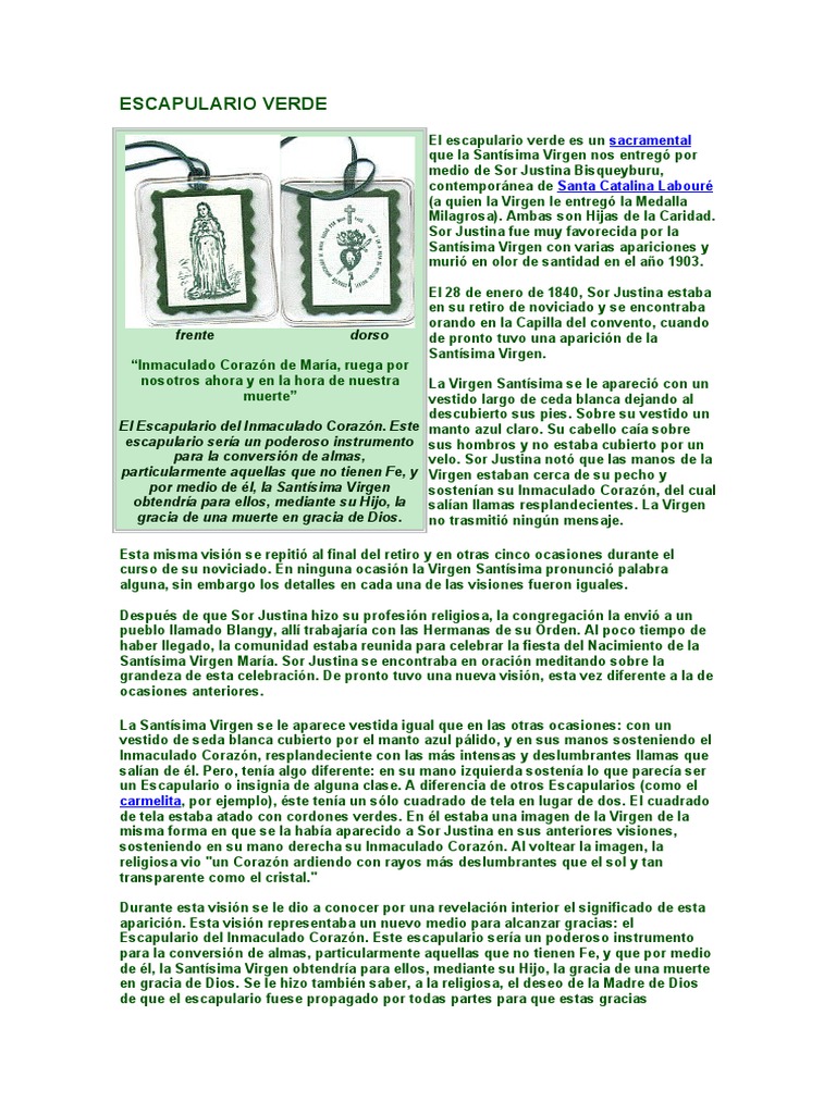 Escapulario Verde | PDF | Oración | María, madre de Jesús