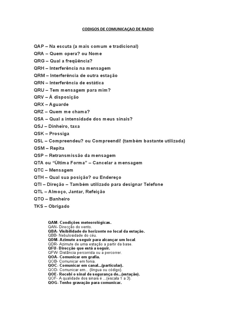 Codigos de Comunicaçao de Radio | PDF | Science | Ciência e Tecnologia