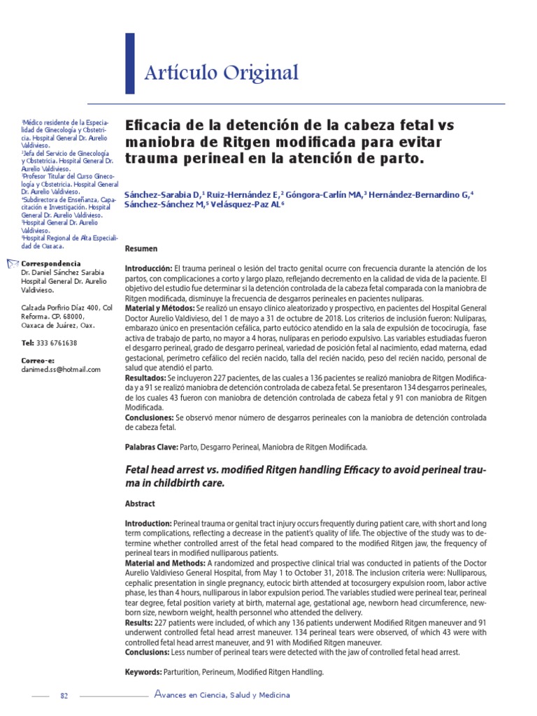 Artículo Original - Eficacia Maniobra Ritgen | Descargar gratis PDF ...