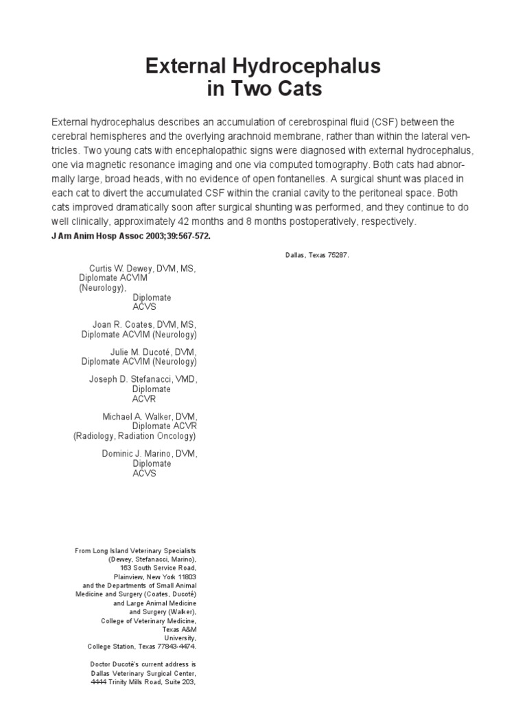 External Hydrocephalus | PDF | Cerebrospinal Fluid | Magnetic Resonance ...