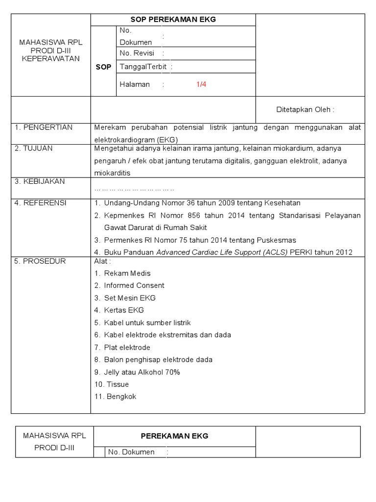 Sop Ekg | PDF