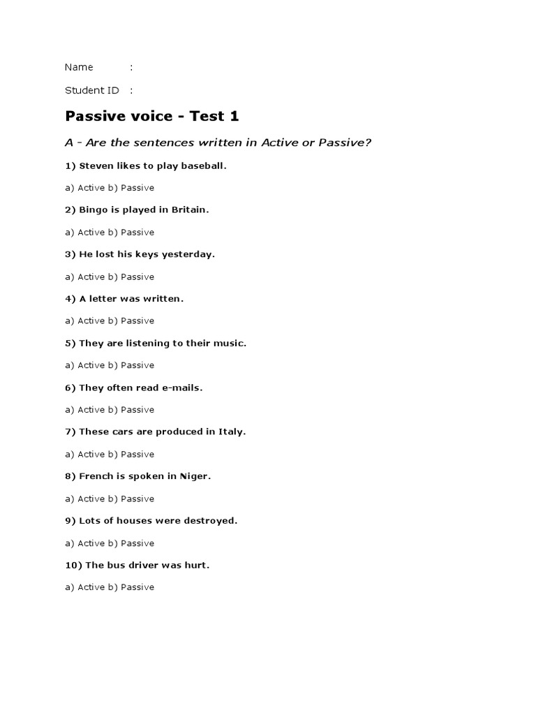 Passive-Active Voice Worksheet | PDF | Grammar | Language Mechanics