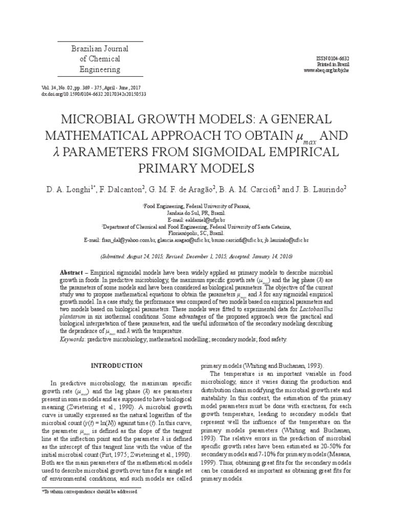 Microbial Growth Models | Download Free PDF | Logistic Function ...