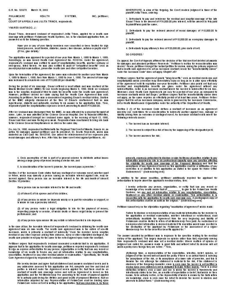 Insurance Cases | PDF | Demurrer | Insurance