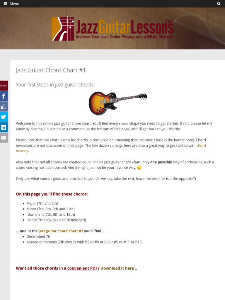 Jazz Guitar Chord Chart #1: Basic Chord Shapes For Jazz | PDF | Jazz ...