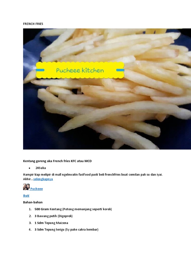 French Fries Pdf