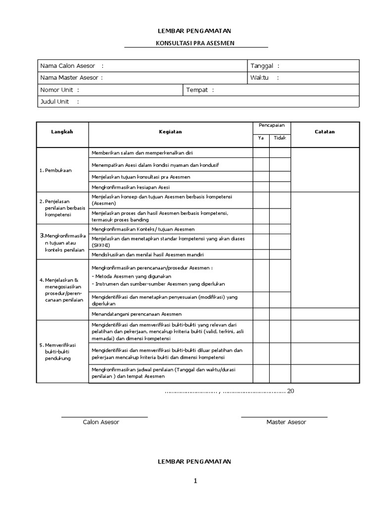 Panduan Konsultasi Pra Asesmen Kompetensi | PDF